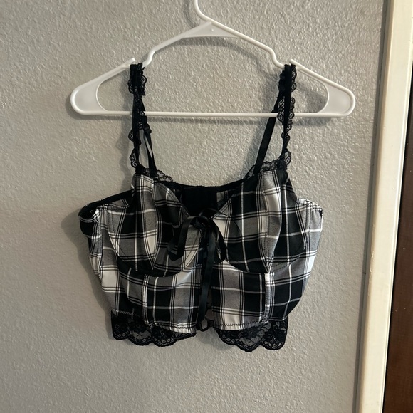 Dolls Kill | Tops | Dollskill Widow Cropped Plaid Goth Corset Top ...